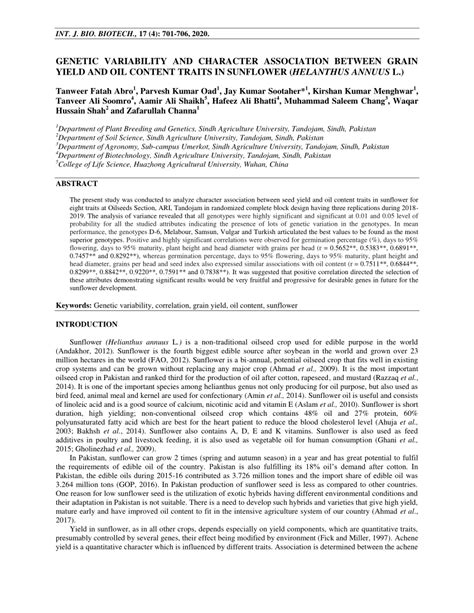 Pdf Genetic Variability And Character Association Between Grain Yield And Oil Content Traits