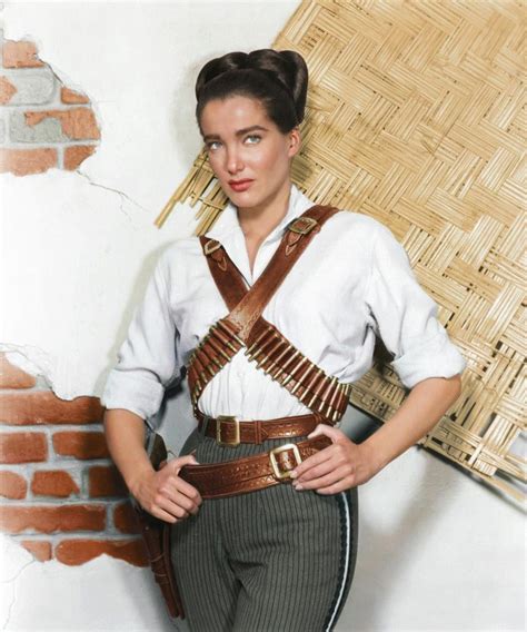 Julie Adams On The Set Of Wings Of The Hawk 1953 Playing The