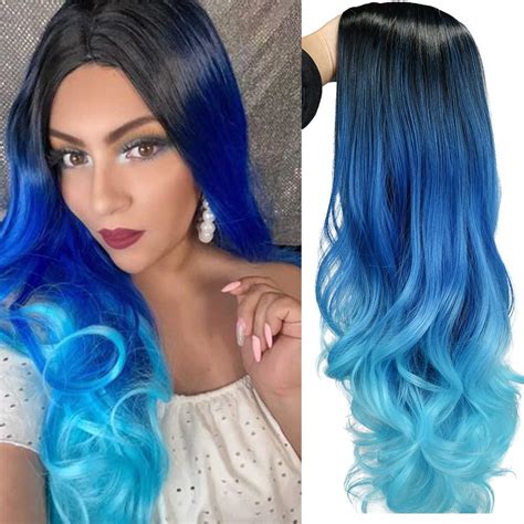 Shoulder Length Hair Ombre Blue