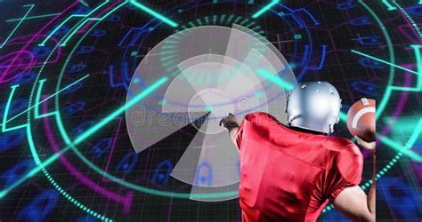 Animation Of Scope Scanning And Data Processing Over American Football Player Stock Video