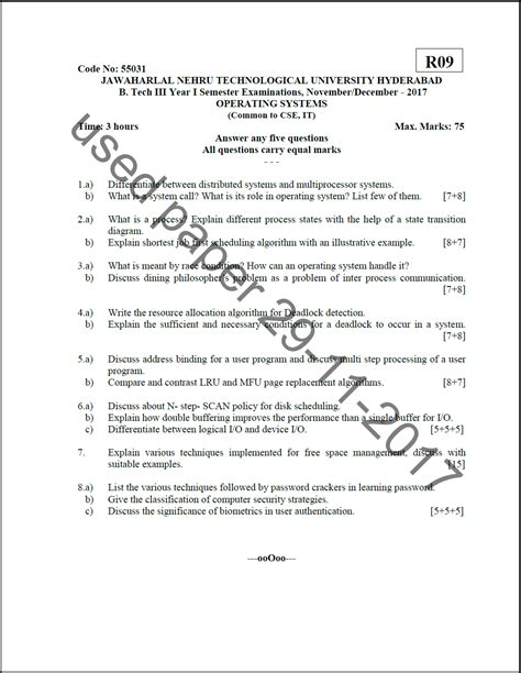 Jntuh Btech Operating Systems Novemberdecember 2017 Question Paper University Question Papers