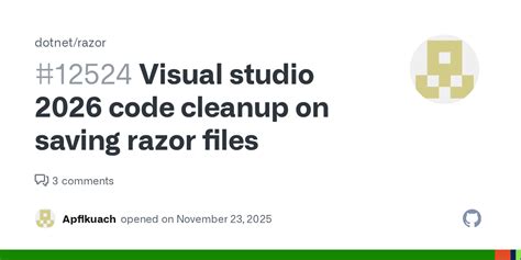 Visual Studio 2026 Code Cleanup On Saving Razor Files · Issue 12524