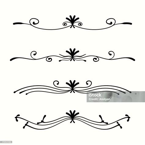 장식용 칸막이 꽃무늬 프레임 손으로 그린 테두리 모음입니다 장식 빈티지 스타일 디자인 곡선에 대한 스톡 벡터 아트 및 기타 이미지 곡선 기포 낙서 드로잉 Istock