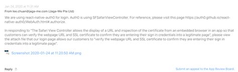 React Native Ios App Rejected On Appstore For Using React Native Auth0 Auth0 Community
