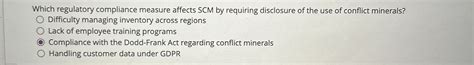 Solved Which Regulatory Compliance Measure Affects Scm By