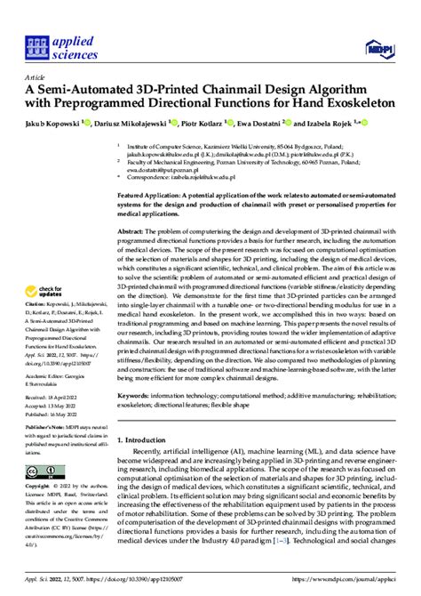 Pdf A Semi Automated 3d Printed Chainmail Design Algorithm With