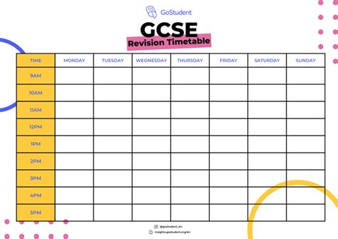 Free Gcse Revision Timetable Template Secondary Education Riset