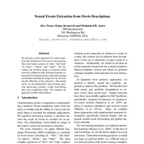 Neural Event Extraction From Movies Description Acl Anthology