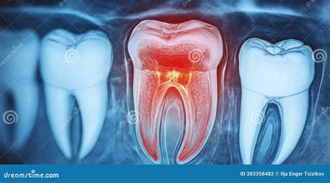 Impacted Wisdom Tooth In Cartoon Flat Style Vector Illustration Of