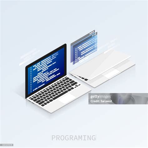 Programmer Coding Binary Computer Isometric Flat Vector High Res Vector