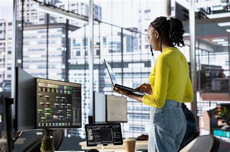 premium photo woman transforming data into predictive models using