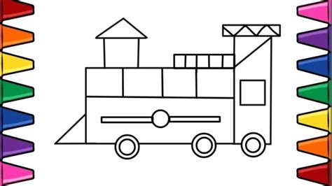 Learn How To Draw A Train Using Basic Shapes Draw A Train Train Drawing With Shapes Train
