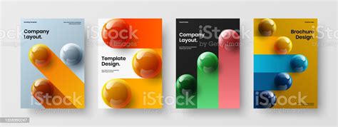 다채로운 3d 공 전단지 템플릿 컬렉션 클린 카탈로그 커버 A4 벡터 디자인 레이아웃 번들 A4 용지에 대한 스톡 벡터 아트 및 기타 이미지 Istock
