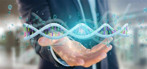 Businessman Holding A D Rendering Data Coded Dna With Binary File Around Stock Image Image Of