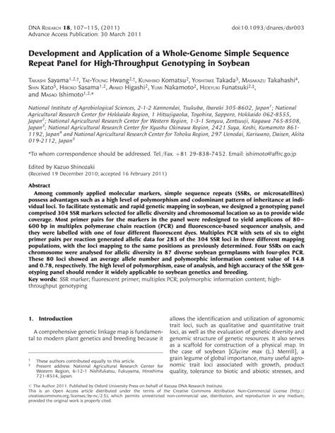 Pdf Development And Application Of A Whole Genome Simple Sequence