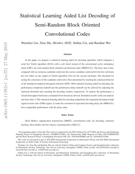 Statistical Learning Aided List Decoding Of Semi Random Block Oriented Convolutional Codes Deepai