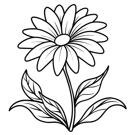 데이지 꽃 식물 윤 일러스트레이션 컬러링 책 페이지 디자인 프리미엄 벡터