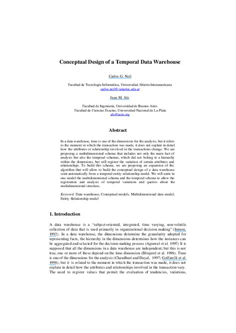 Pdf Conceptual Design Of A Temporal Data Warehouse Juan Ale And Carlos Neil