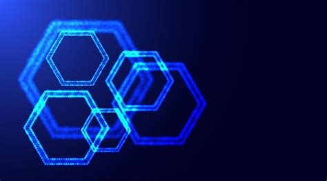 Premium Vector Hexagonal Shapes Made Of Small Glowing Particles With Depth Of Field Glowing