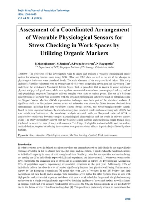 Pdf Assessment Of A Coordinated Arrangement Of Wearable Physiological Sensors For Stress
