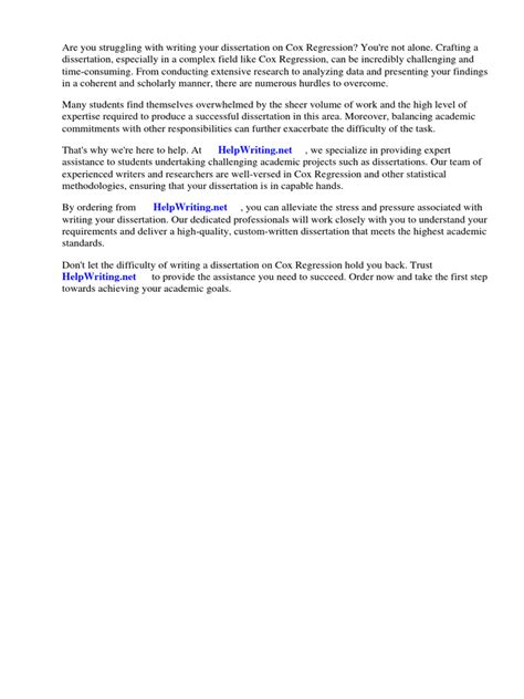 Dissertation Cox Regression Pdf Dependent And Independent Variables Linear Regression