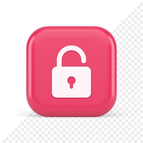Premium Psd Open Lock Button Cyberspace Password Security Protection Service 3d Realistic Icon