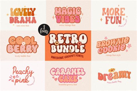 Awesome Retro Bundle 8 Groovy Fonts