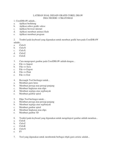 Latihan Soal Desain Grafis Corel Draw Pdf