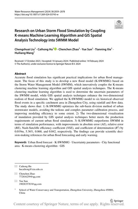 Research On Urban Storm Flood Simulation By Coupling K Means Machine