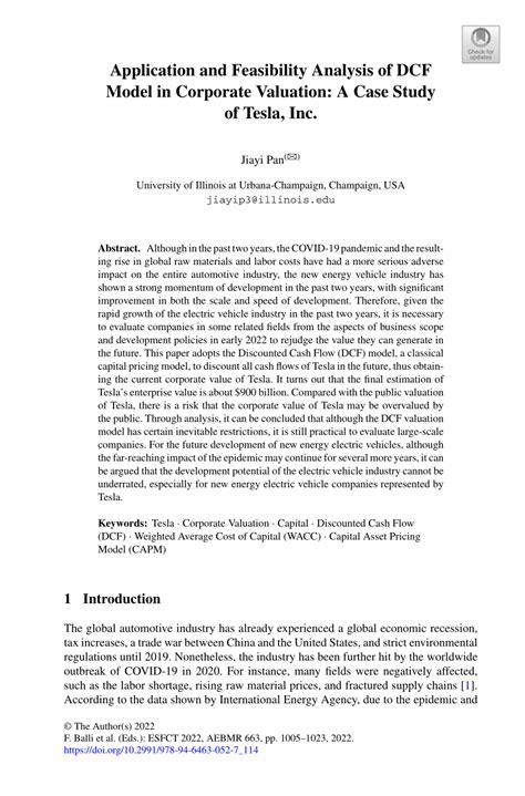 Pdf Application And Feasibility Analysis Of Dcf Model In Corporate