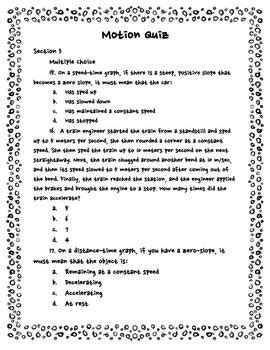 Motion Quiz By Science Babe TPT