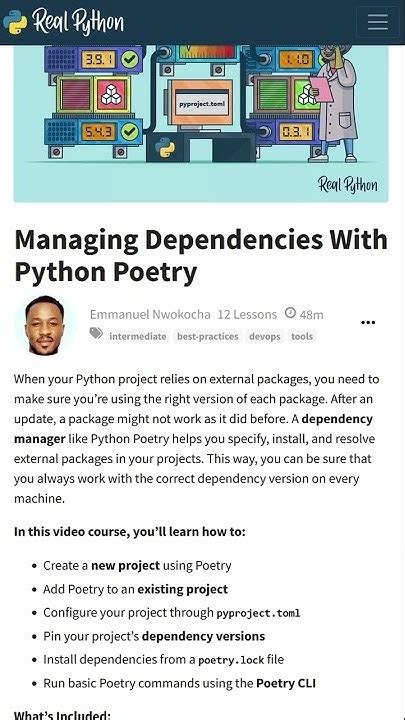 Master Dependency Management With Python Poetry Youtube