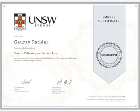 Gaurav Patidar On Linkedin Did Certificate Course From Unsw On “how To Validate Your Startup Idea”