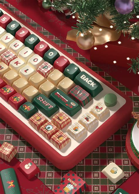 Pbt Keycaps Christmas Eve Theme Cute Gradient Rainbow Keycap Cherry Mda Height Moa Round Keycaps