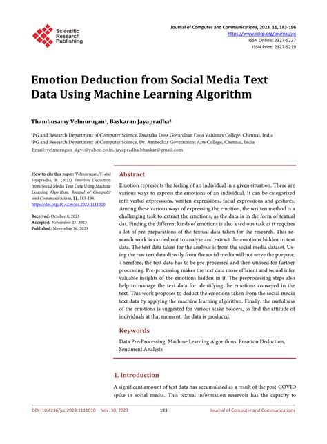 Pdf Emotion Deduction From Social Media Text Data Using Machine
