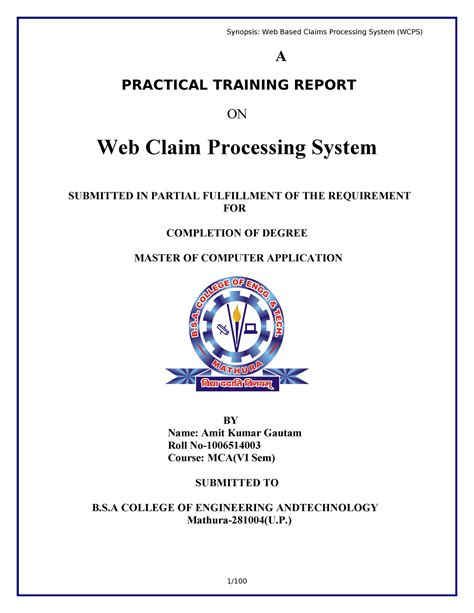 142058600 Web Based Claim Processing System A Practical Training