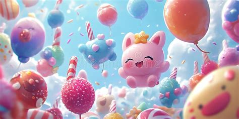 Cute Cartoon Candy Balloons Sweet Fantasy Background Images Stock Illustration Illustration Of