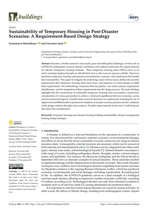 Pdf Sustainability Of Temporary Housing In Post Disaster Scenarios A
