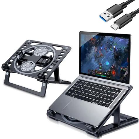 Suporte Para Notebook Tablet Com Coolers Fan Base Refrigeradora USB E Regulagens De Altura