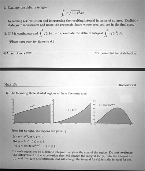 Evaluate The Definite Integral âˆ« F R Dr From 1 To 2 Making A Substitution And Interpreting