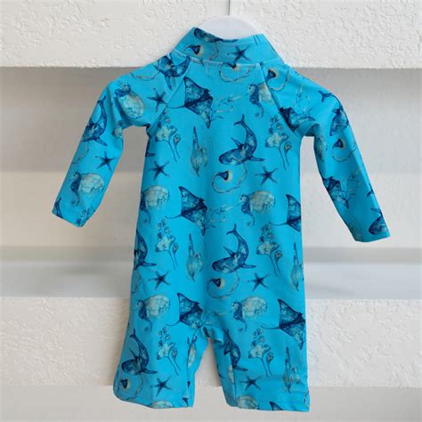 Long Sleeve Swimsuit Deep Ocean Blue Lil Miimie