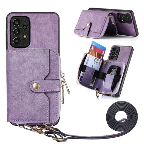 Dteck For Samsung Galaxy A E Wallet Case With Card Holder Phone Case With Crossbody Strap For