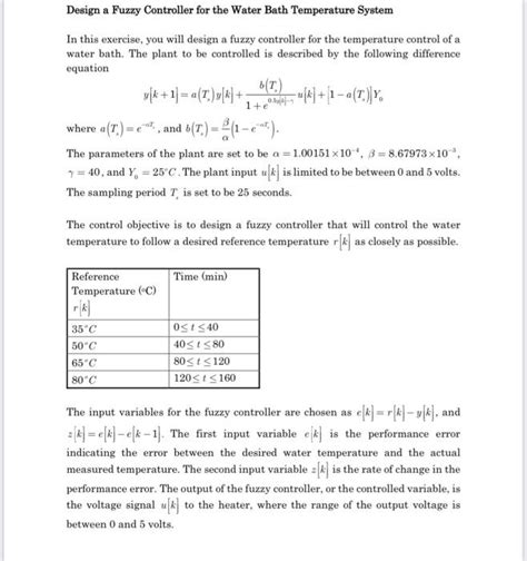 Design A Fuzzy Controller For The Water Bath