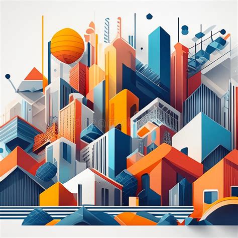 Abstract Geometric Patterns In Bold Contrasting Colors On White