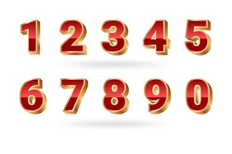 Premium Vector 3d Luxury Golden Set Of Number Digits Numeric Red Collection For Sale