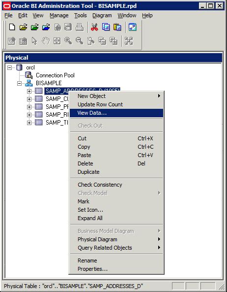 Creating A Repository Using The Oracle Bi Administration Tool