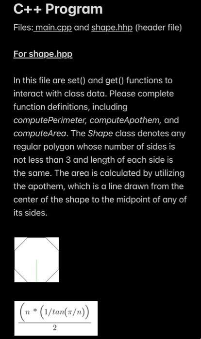 Solved This C Program Includes A Header File Called Shape