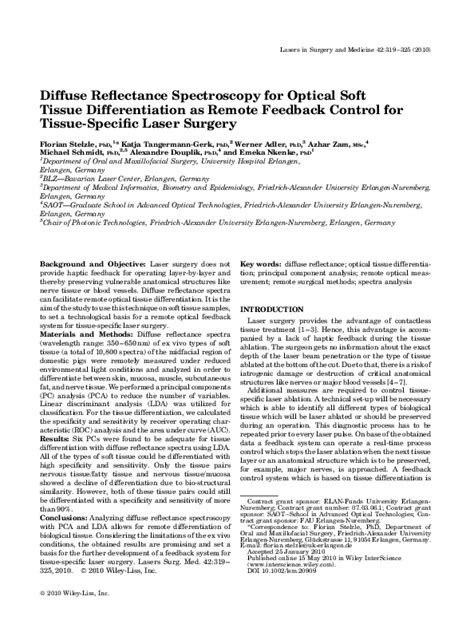 Pdf Diffuse Reflectance Spectroscopy For Optical Nerve Identification