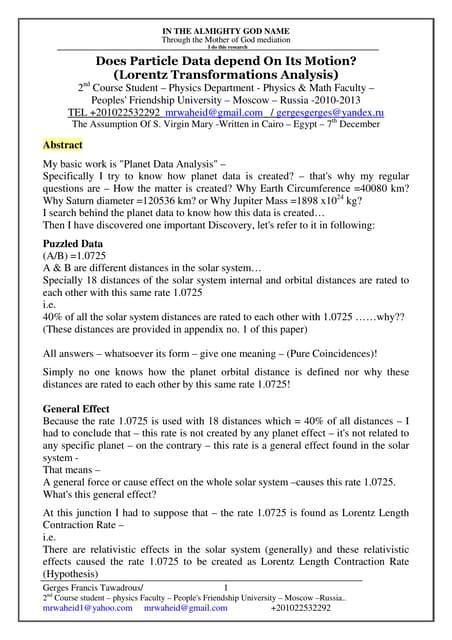 Does Particle Data Depend On Its Motion Lorentz Transformations