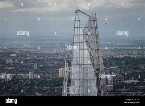 An Aerial Close Up View Of The Top Of The Shard On Londons South Stock